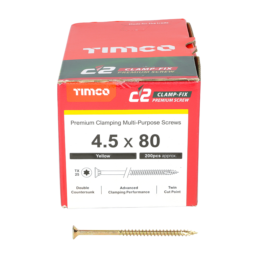 4.5 x 80 C2 Clamp-Fix TX25 CSK ZYP 200 PCS - Screws & Fasteners