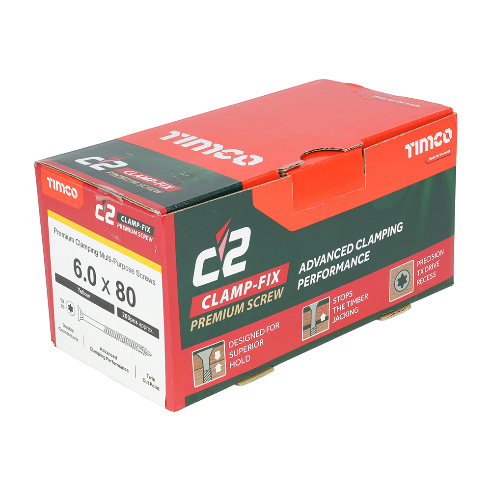 6.0 x 80 C2 Clamp-Fix TX30 CSK ZYP 200 PCS - Screws & Fasteners
