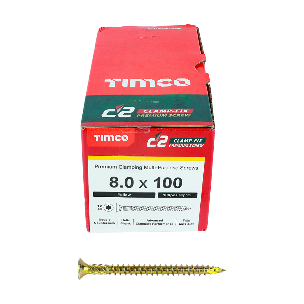 8.0 x 100 C2 Clamp-Fix TX40 CSK ZYP 100 PCS - Screws & Fasteners