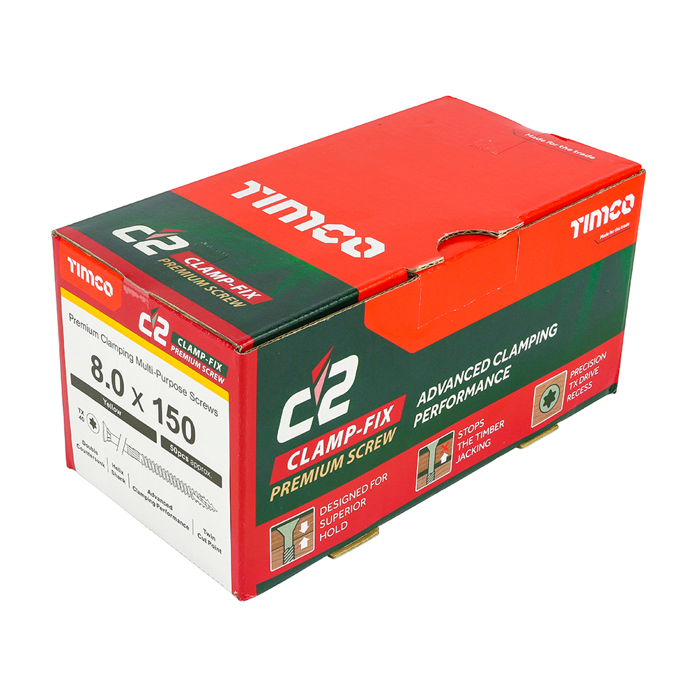 8.0 x 150 C2 Clamp-Fix TX40 CSK ZYP 50 PCS - Screws & Fasteners