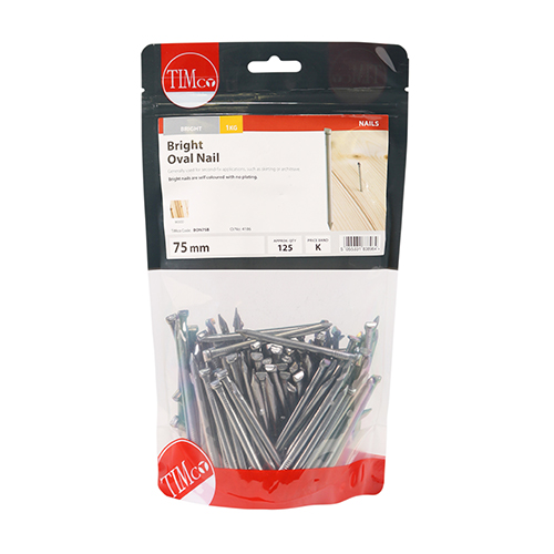 75mm Oval Nail - Bright 1 KG - Screws & Fasteners