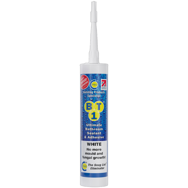 BT1 *WHITE* Anti Mould Bathroom Sealant/Adhesive 290ml - Screws & Fasteners