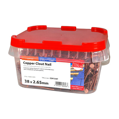 38 x 2.65 Clout Nail - Copper 2.5 KG - Screws & Fasteners