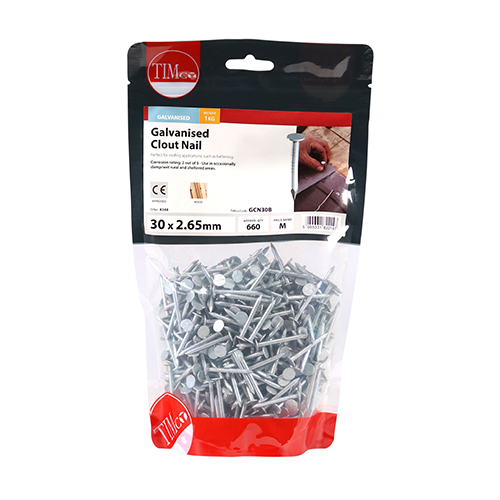 30 x 2.65 Clout Nail - Galvanised 1 KG - Screws & Fasteners