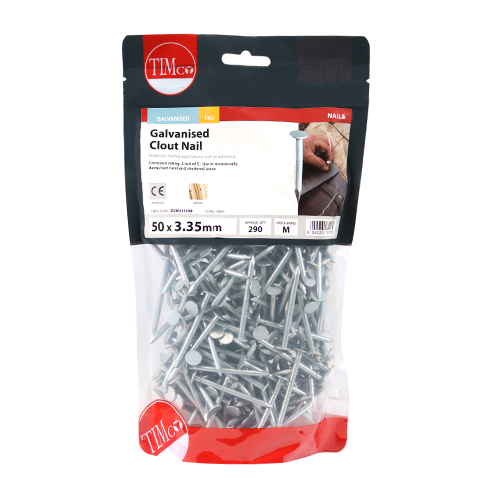 50 x 3.35 Clout Nail - Galvanised 1 KG - Screws & Fasteners