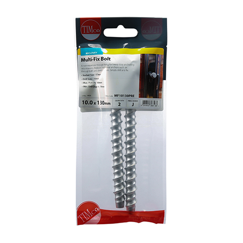 10.0 x 130 Multi-Fix Bolt Hex Head 2 PCS - Screws & Fasteners