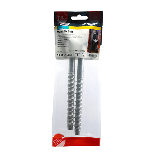 12.0 x 150 Multi-Fix Bolt Hex Head 2 PCS - Screws & Fasteners