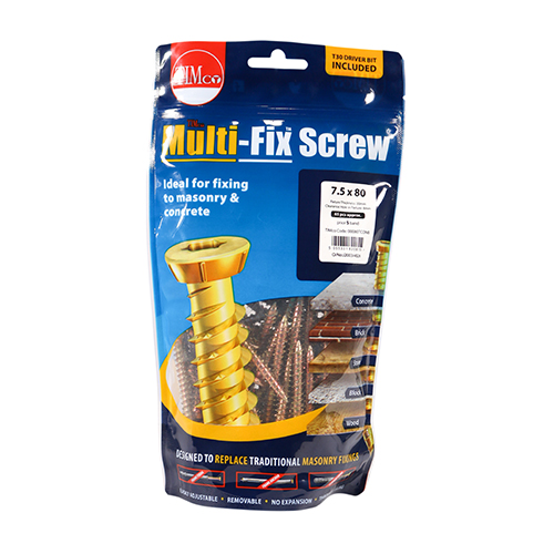 7.5 x 80 Multi-Fix Concrete Screw - ZYP 65 PCS - Screws & Fasteners