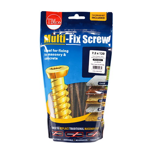 7.5 x 120 Multi-Fix Concrete Screw - ZYP 45 PCS - Screws & Fasteners