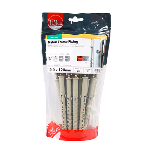 10.0 x 120 Nylon Frame Fixing - Zinc 25 PCS - Screws & Fasteners