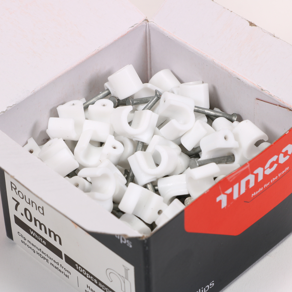 To fit 7.0mm Round Cable Clip White 100 PCS - Screws & Fasteners