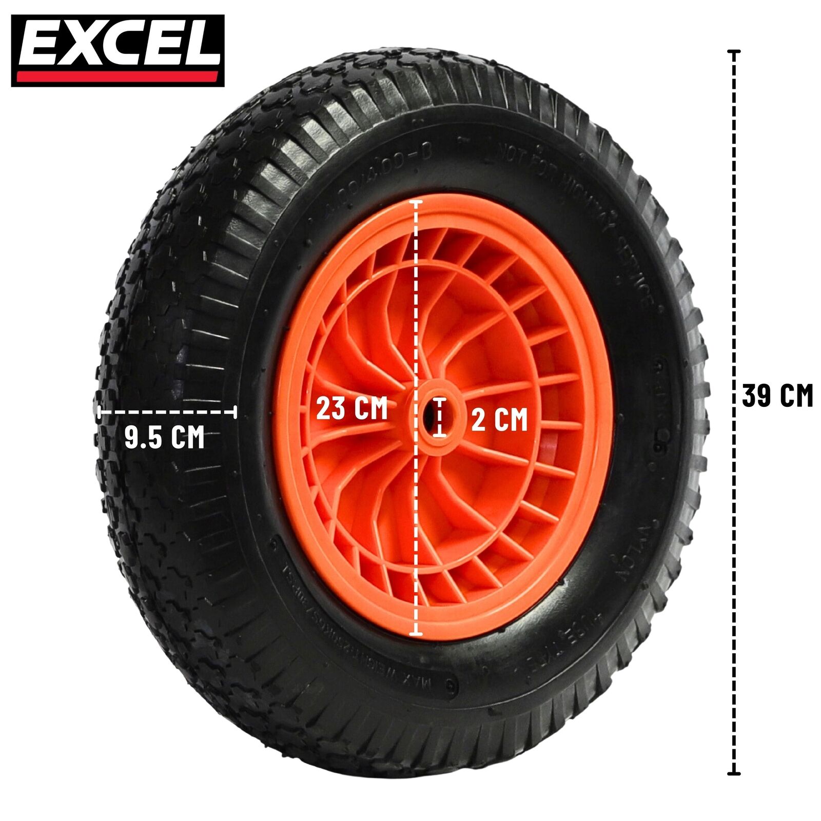 Excel Puncture Proof Wheelbarrow Wheel 390mm - Screws & Fasteners