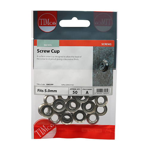 To fit 10 Gauge Screws Surface Screw Cups - Nickel 50 PCS - Screws ...