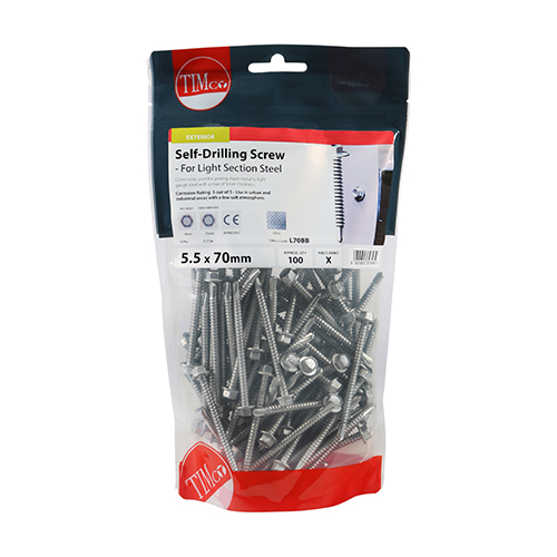 5.5 x 100 Hex Screw S/DRILL No3 EXT 100 PCS - Screws & Fasteners