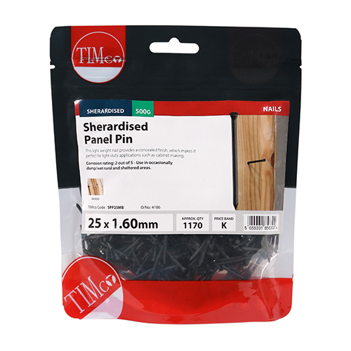 25 x 1.60 Panel Pin - Sherardised 0.5 KG - Screws & Fasteners