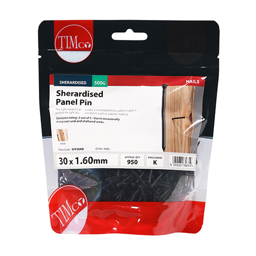 30 x 1.60 Panel Pin - Sherardised 0.5 KG - Screws & Fasteners